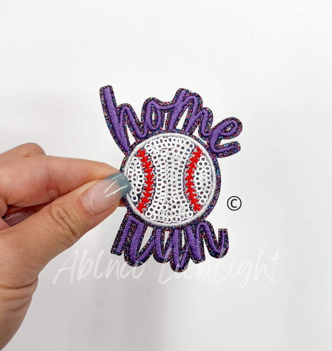 Sequins Baseball Patch, Purple Baseball Patch, Home Run Patch, Game Day ...