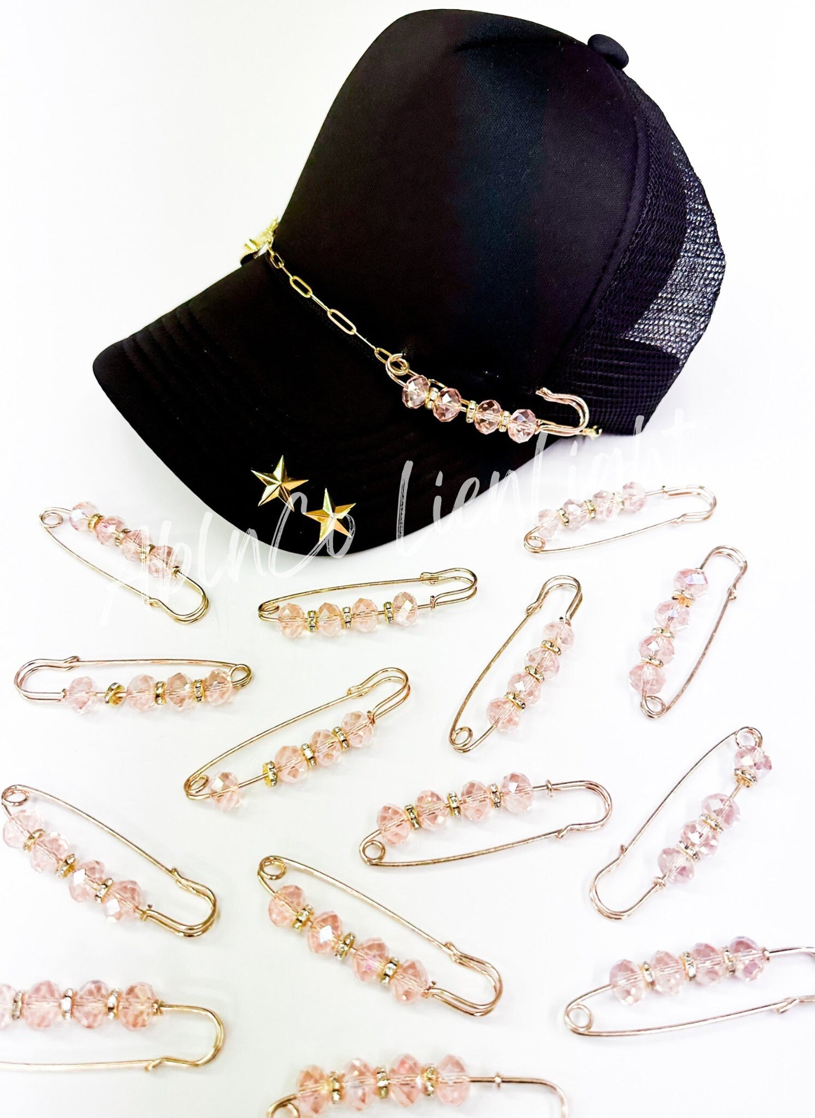Beaded Safety Pin, Hat Accessories, Gemstone Pin - Etsy
