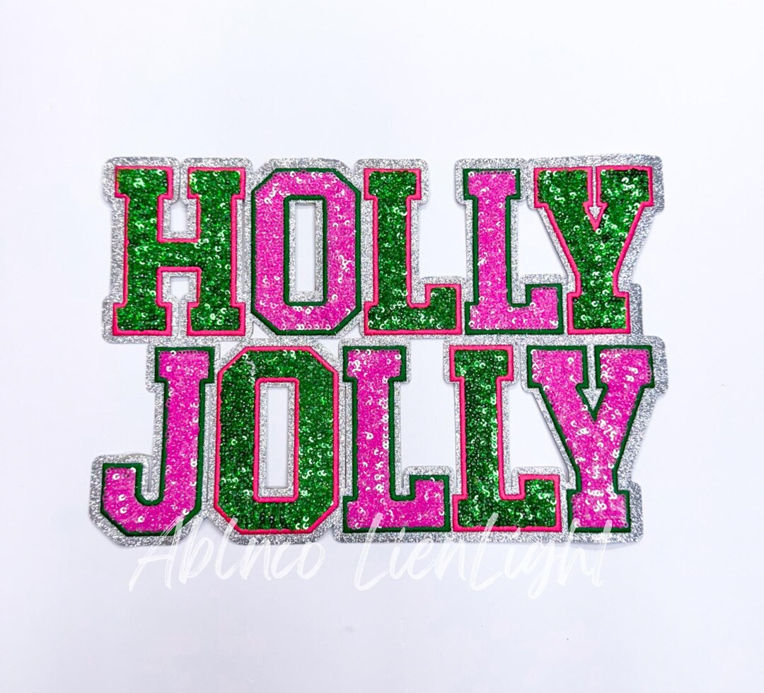 Holly Jolly Sequin Christmas Patch: Iron on Applique (11x7.5'') - Etsy
