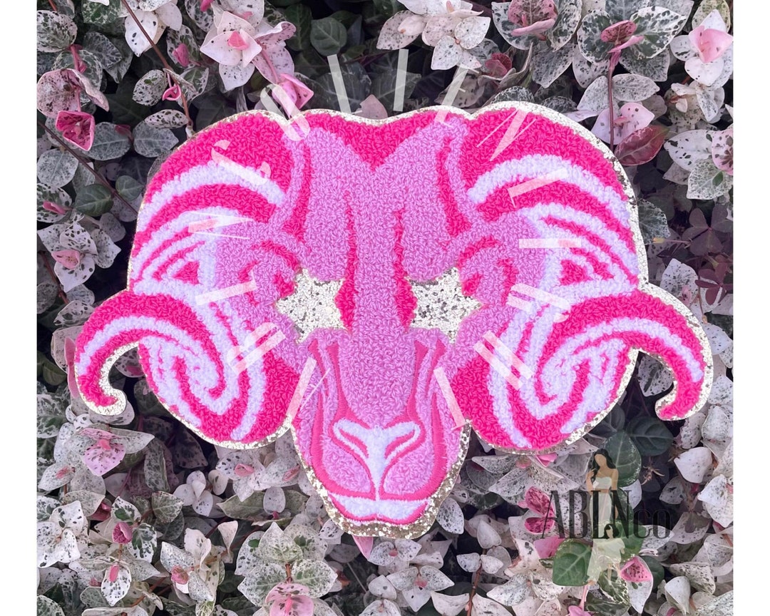 Rams Pink Chenille Mascot Patch Mascot Star Eyes Patch - Etsy