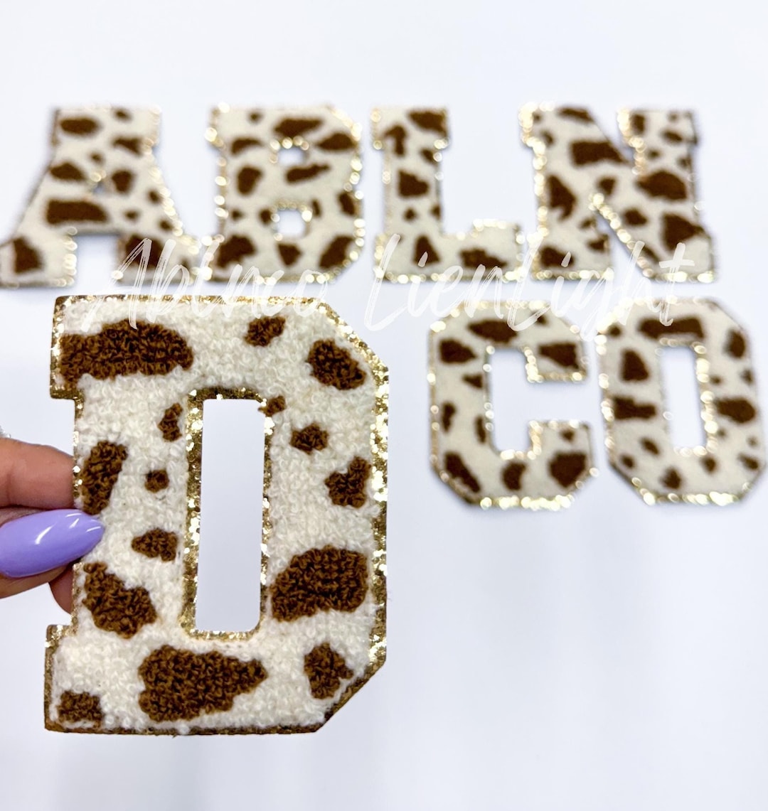 Cow Print Patch, Chenille Letters, Cow Letters Iron on Patch, Trucker ...