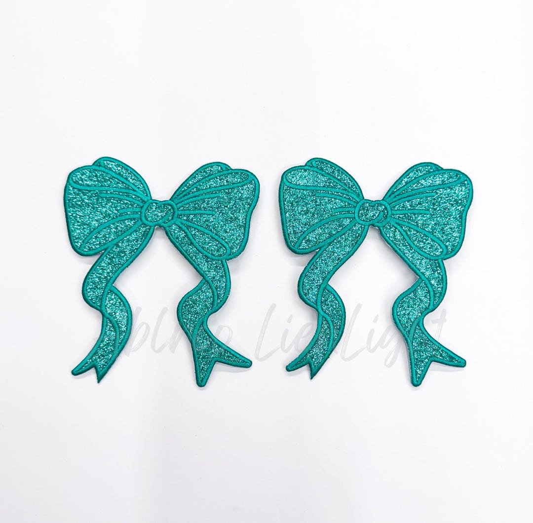 Side Bow Patch, Bow Patch, Turquoise Bow, Glitter Bow Patch, Bow ...