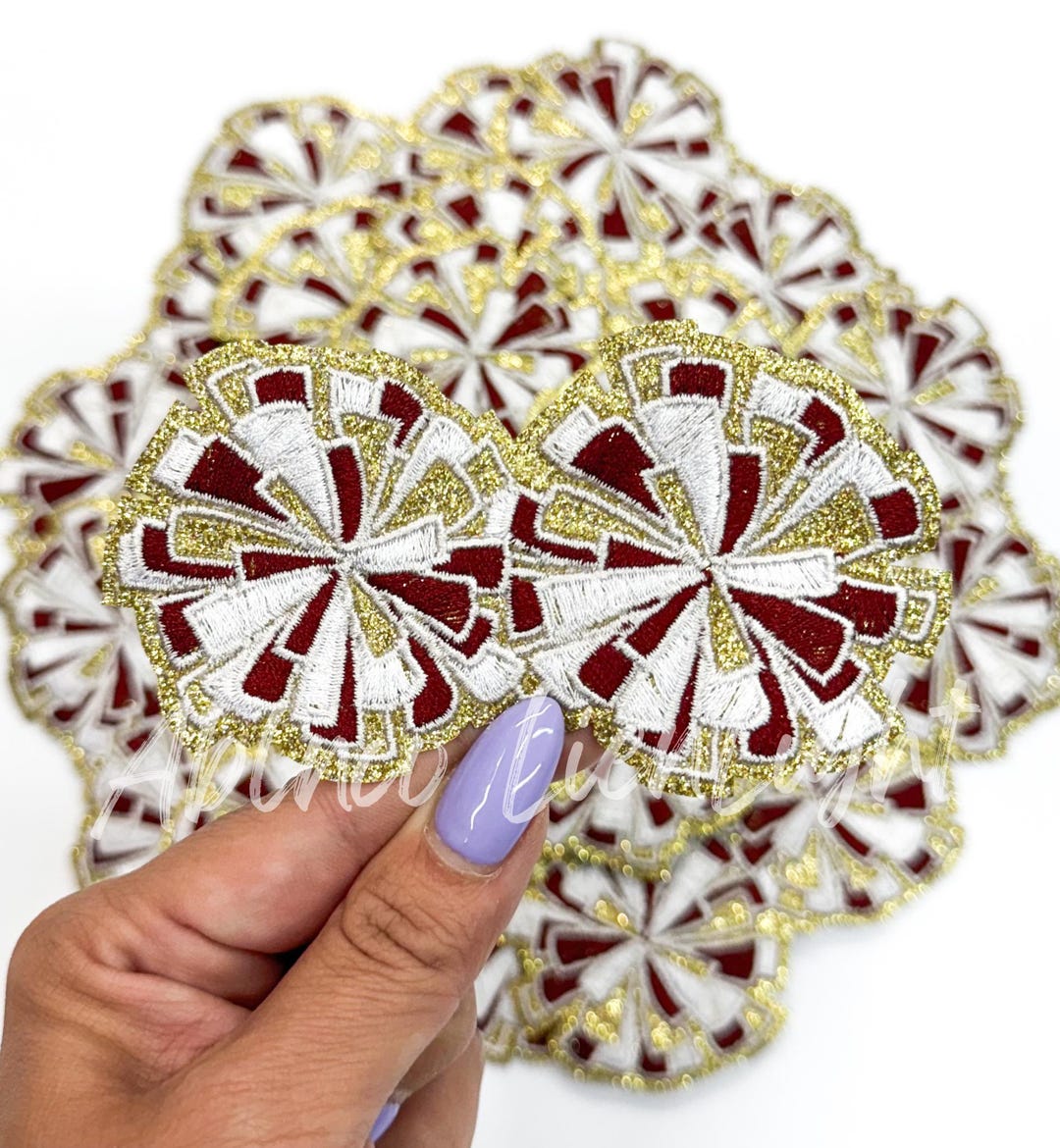 Maroon and Gold Cheer Patch, Trucker Hat Patches, Cheer Patch, Glitter Pom Pom Patch, Iron on ...