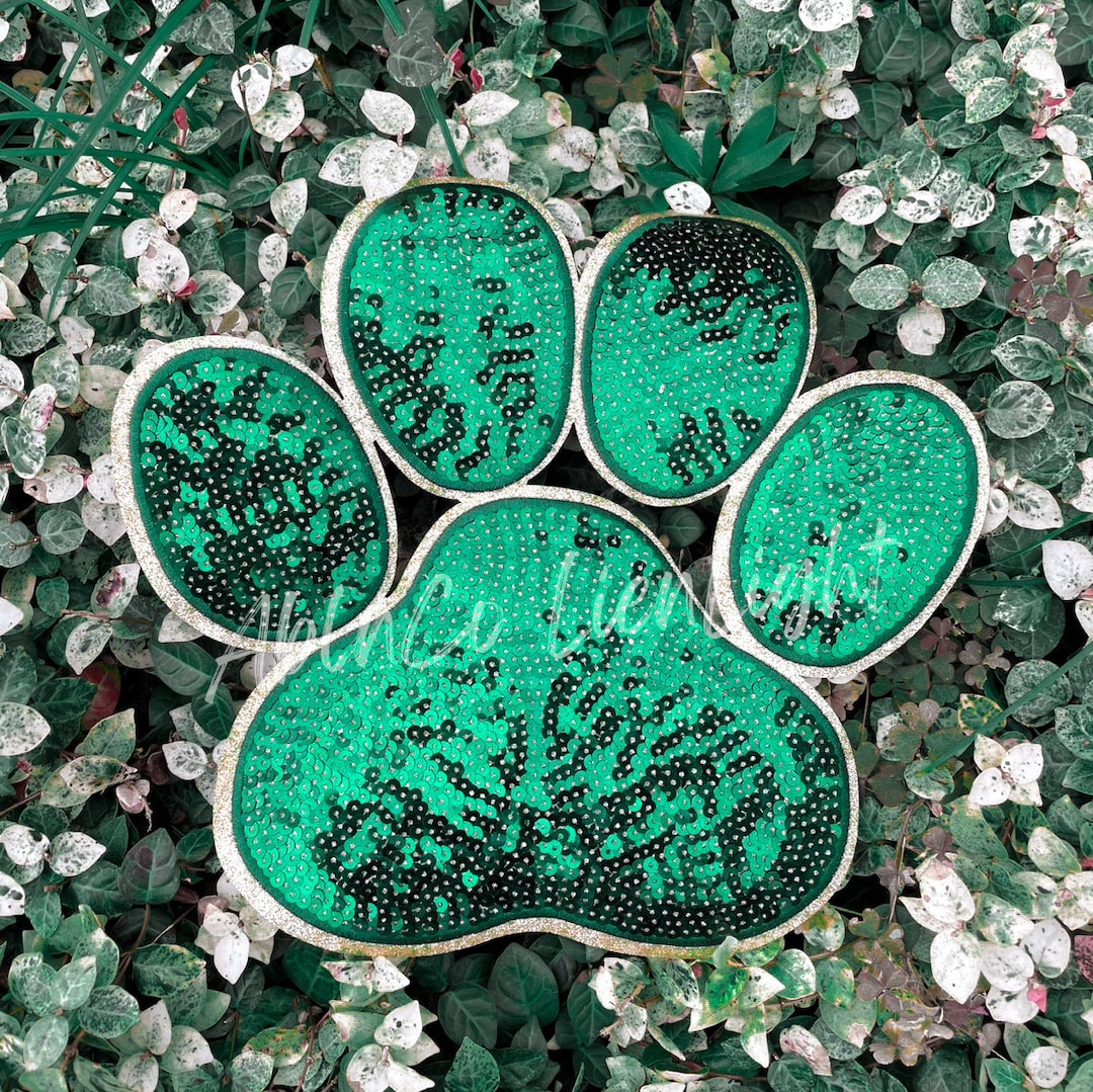 Dark Green Paw Patch, Paw Print Patch, Large Patches, Chenille Patch ...