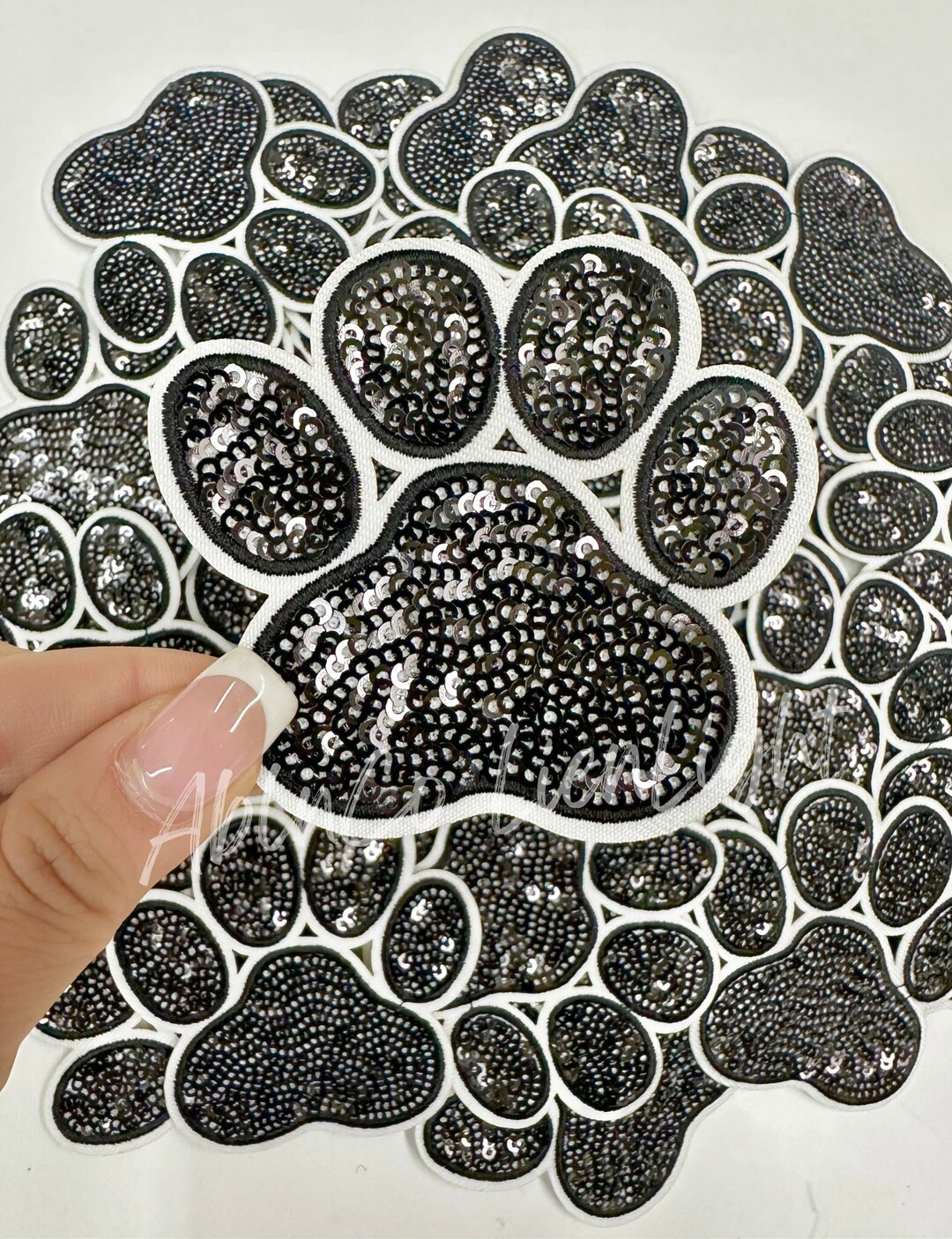 Paw Patch, Black Paw Patch Iron On, Sequins Paw Patch, Hat Patches ...
