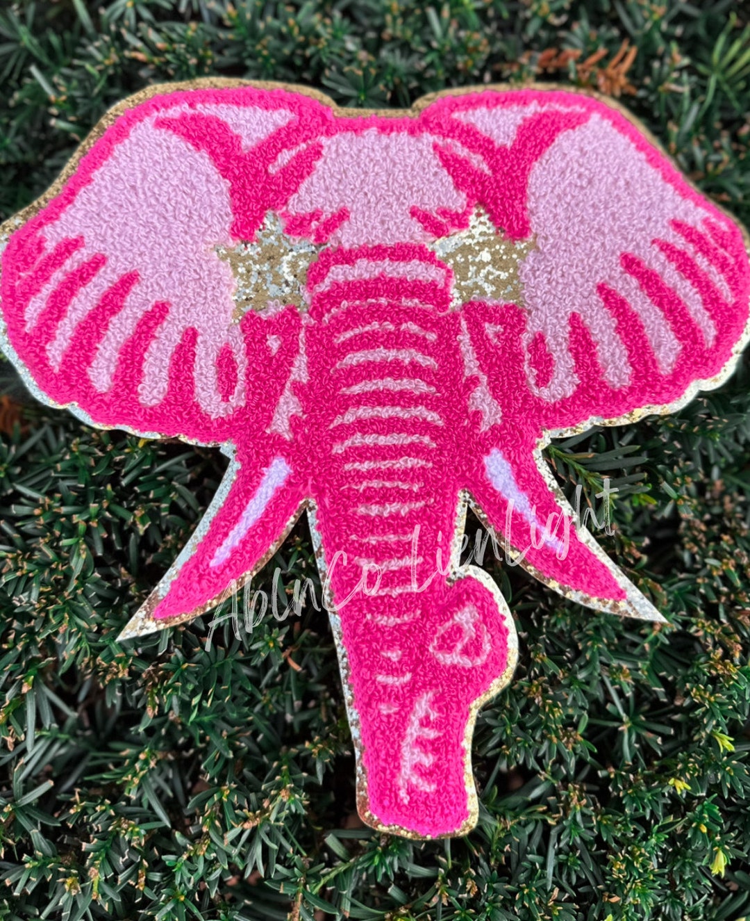 Mascot Chenille Patch, Elephant Mascot Star Eyes Glitter Patch, Preppy ...