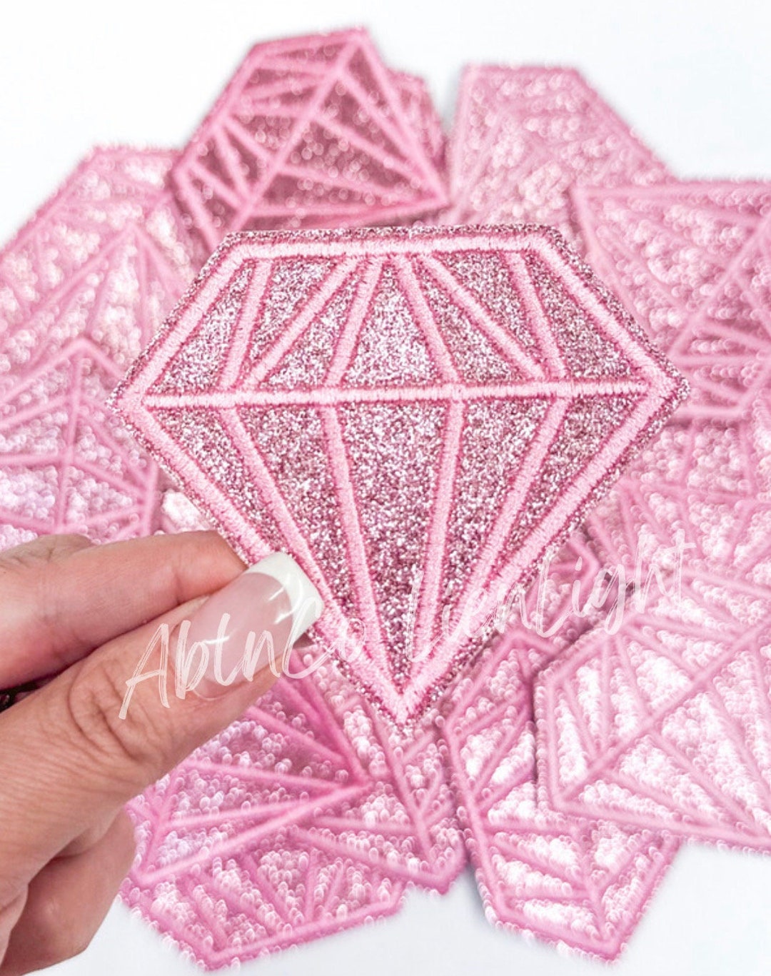 Diamond Patch, Pink Diamond Patch, Preppy Patch, Embroidery Glitter ...