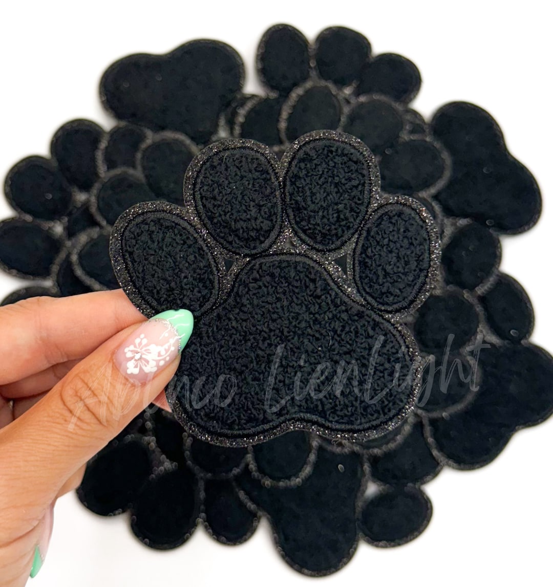 Chenille Paw Patch, Black Paw Print Patch, Tailgate Patch, Football ...