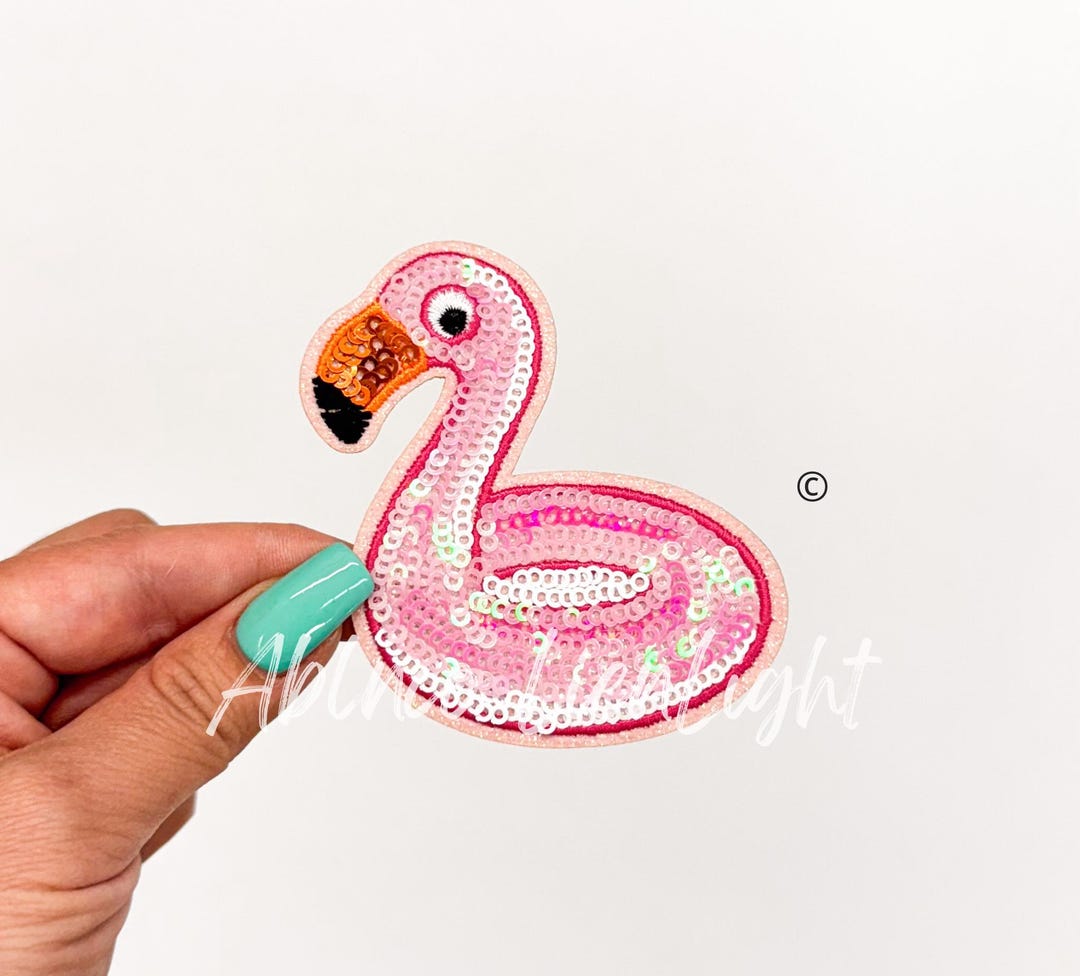 Pool Float Patch, Pink Flamingo, Summer Patches, Hat Patch, Sequin ...