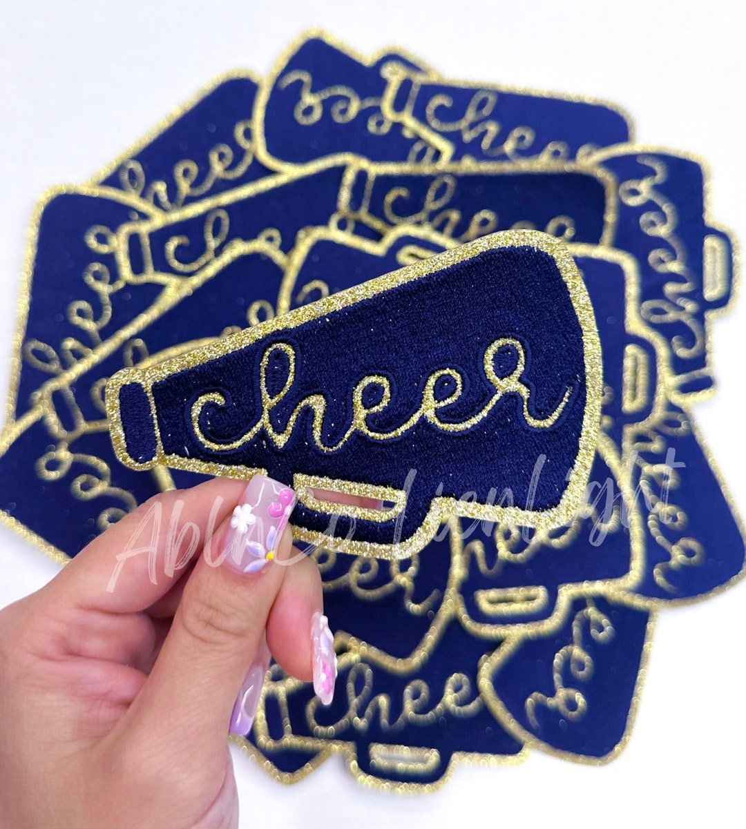Cheer Patch, Cheer Iron on Patch, Navy Megaphone Patch, Game Day Patch ...