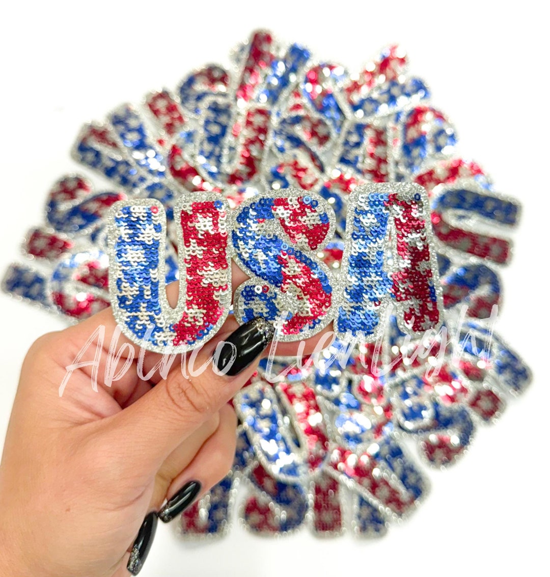 USA Sequins Patch, Trucker Hat Patches, USA Star Glitter Patch, America ...