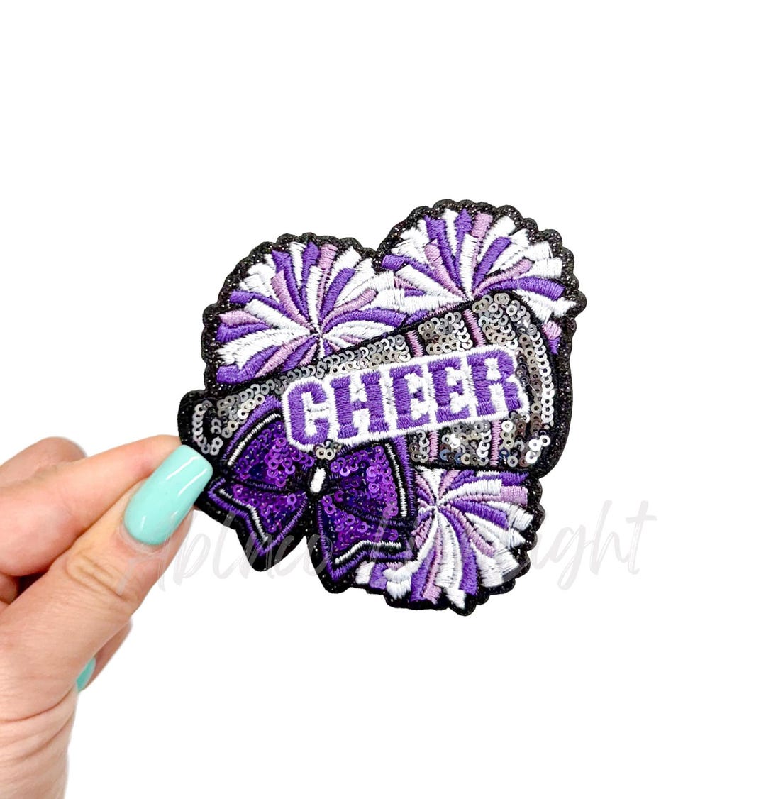 Purple Cheer Patch, Cheer Patch, Cheer Hat Patch, Trucker Hat Patch, Comp Day Patch, Megaphone ...