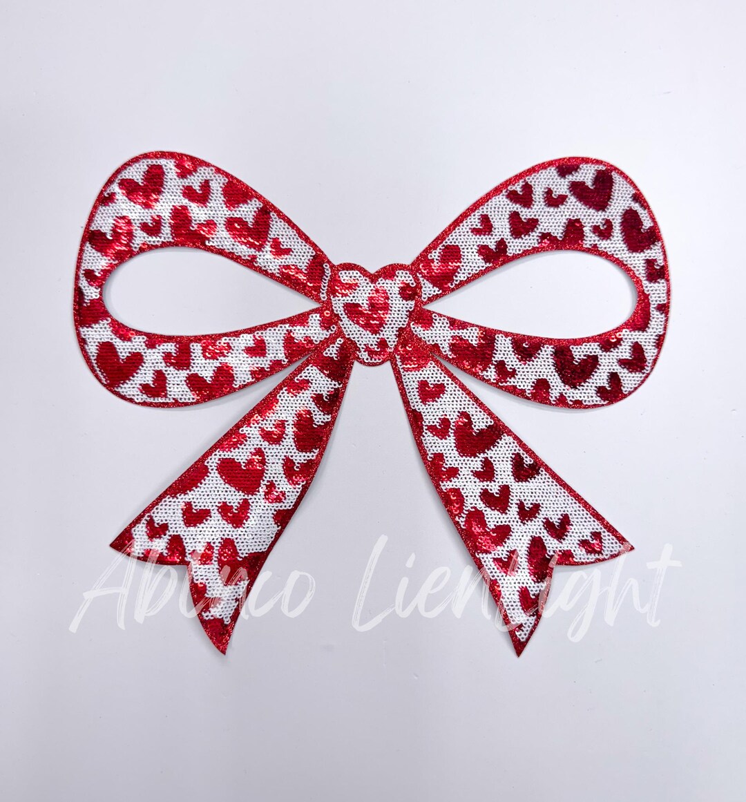 Sequin Bow Patch: Large Heart Iron-on Applique - Etsy