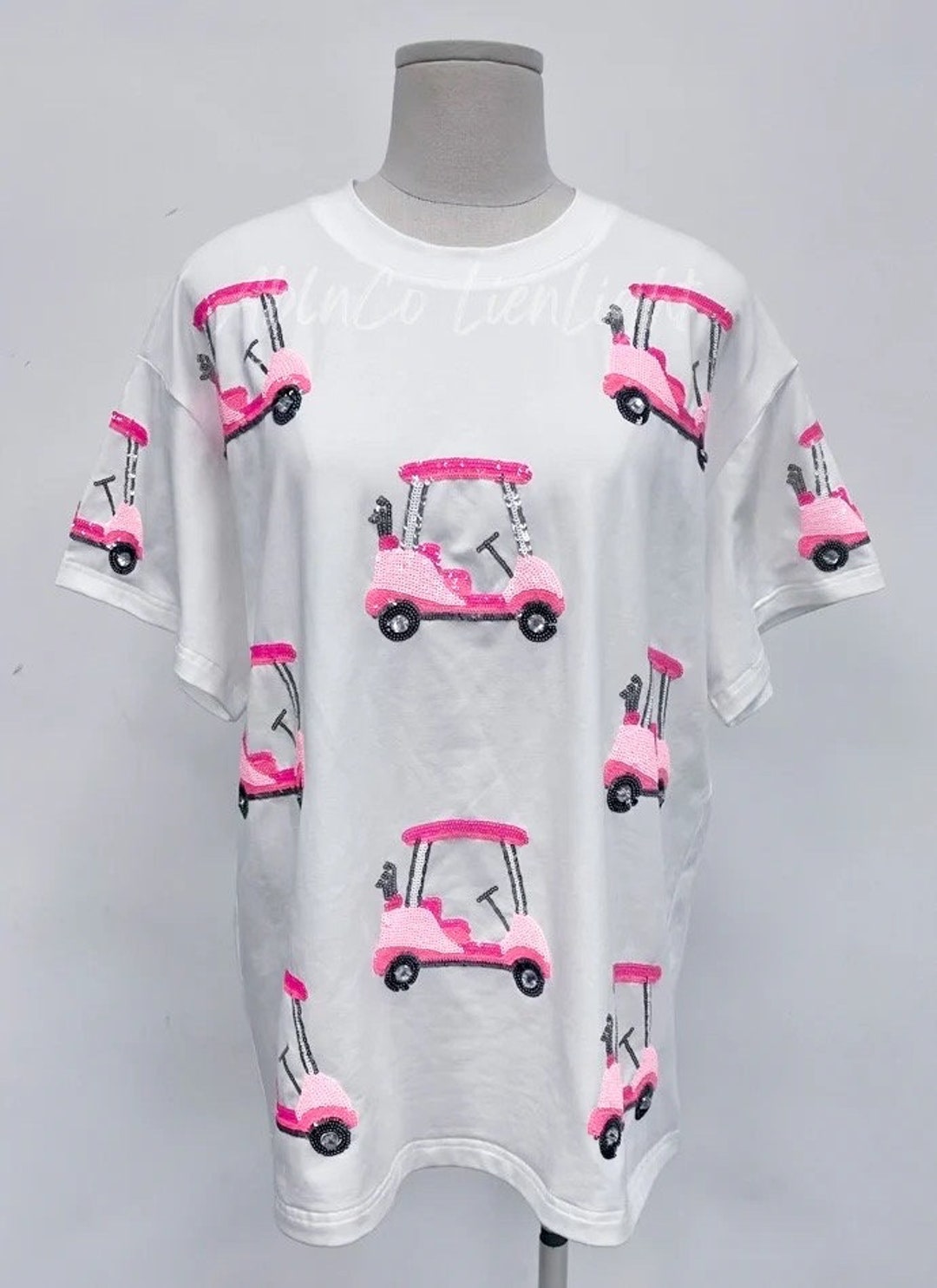 Sequin Golf Cart Shirt: Preppy Pink Golf Theme - Etsy