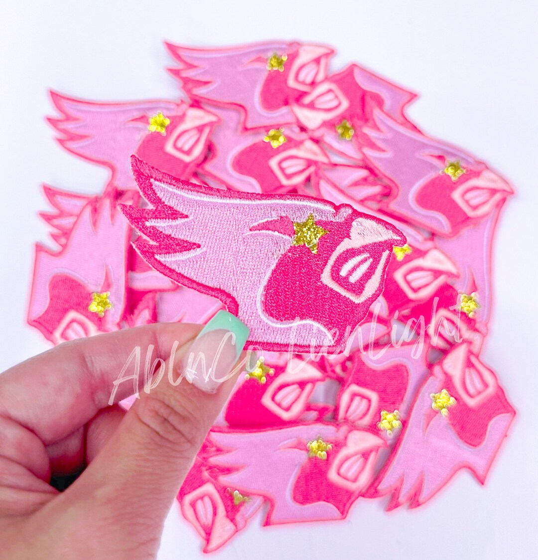 Pink Cardinal Patch: Glitter Mascot, Iron-on Team Applique - Etsy