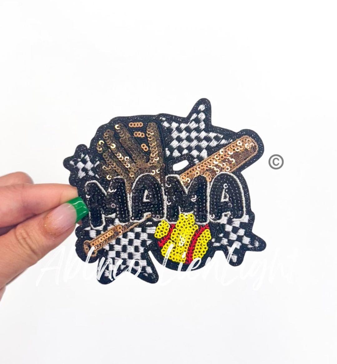 Softball Patch, Softball Mama Patch, Trucker Hat Patch, Sequin Patch, Iron on Patch, Small ...