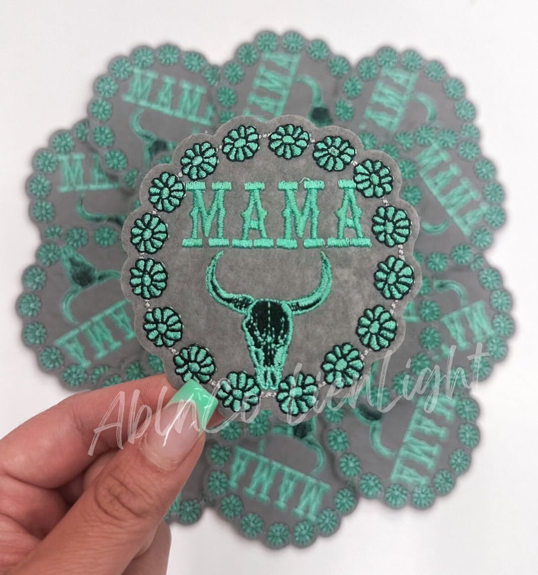 Mama Bull Skull Patch: Turquoise Western Iron-on Applique - Etsy