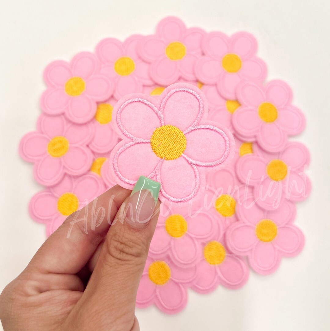 Pink Flower Iron on Patch: Chenille Daisy Applique (3”) - Etsy