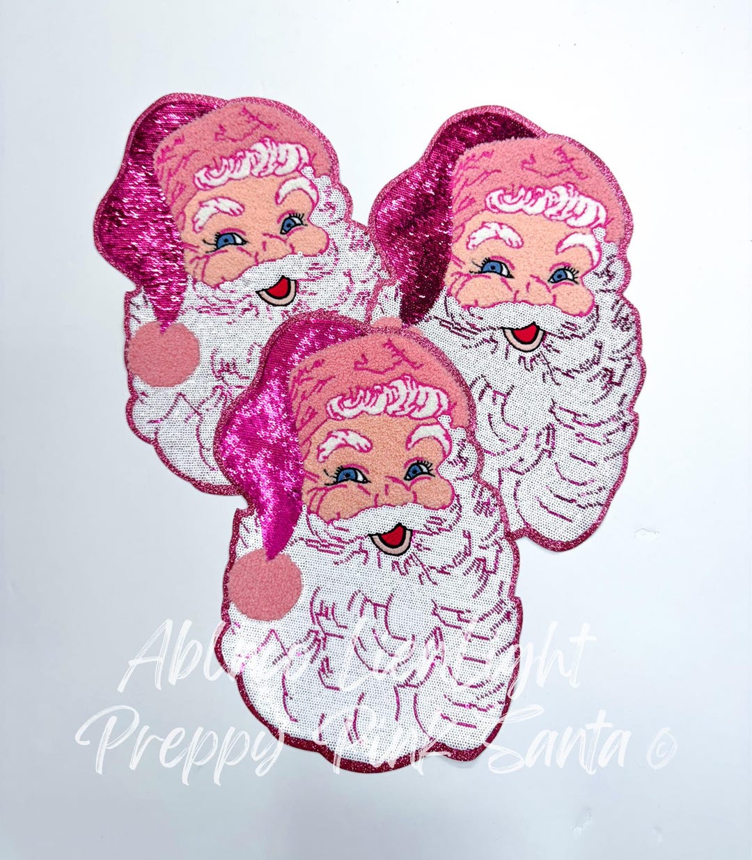 Sequin Santa Patch: Pink Chenille Christmas Iron-on Patch (11'') - Etsy