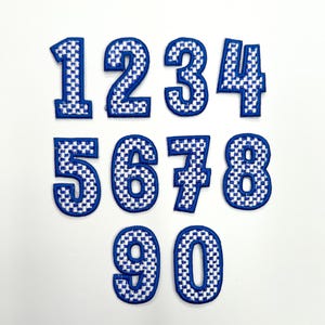 Royal Blue Checkered Number Patch, Iron on Number, Small Patch Number ...