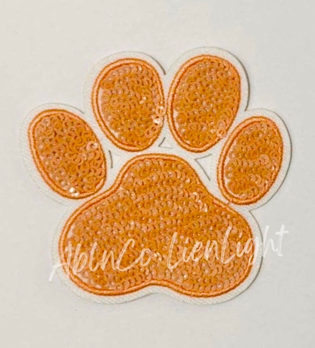 Orange Paw Patch, 3 Sequin Paw Patch Iron On, Small Paw Patches, Hat ...