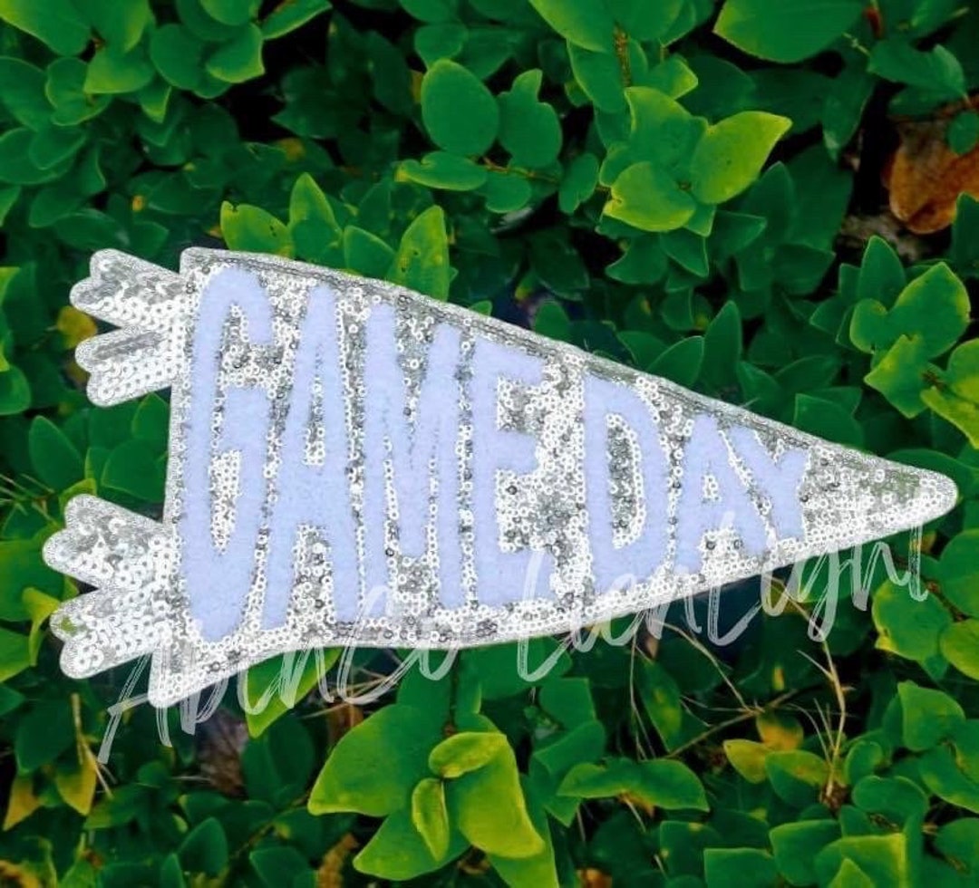 Game Day Pennant Patch: Silver Sequin Iron-on (11") - Etsy