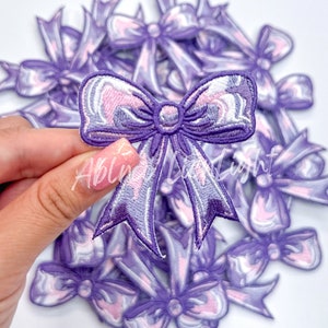 Bow Patch, Purple Bow Patch, Trucker Hat Patches, Retro Patch, Preppy ...