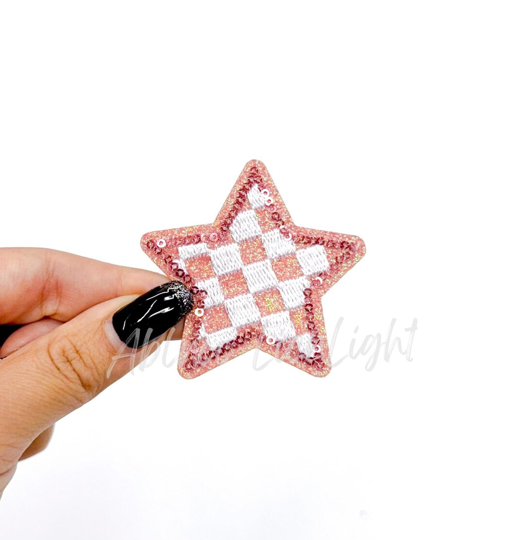 Checkered Star Patch, Pink Star Patch, Star Patch, Sequin Star Patch ...