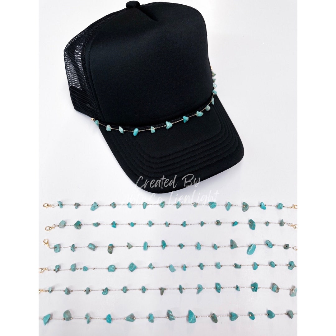 Trucker Hat Chain, Turquoise Blue Stone Chain, Western Chain, Cowgirl ...