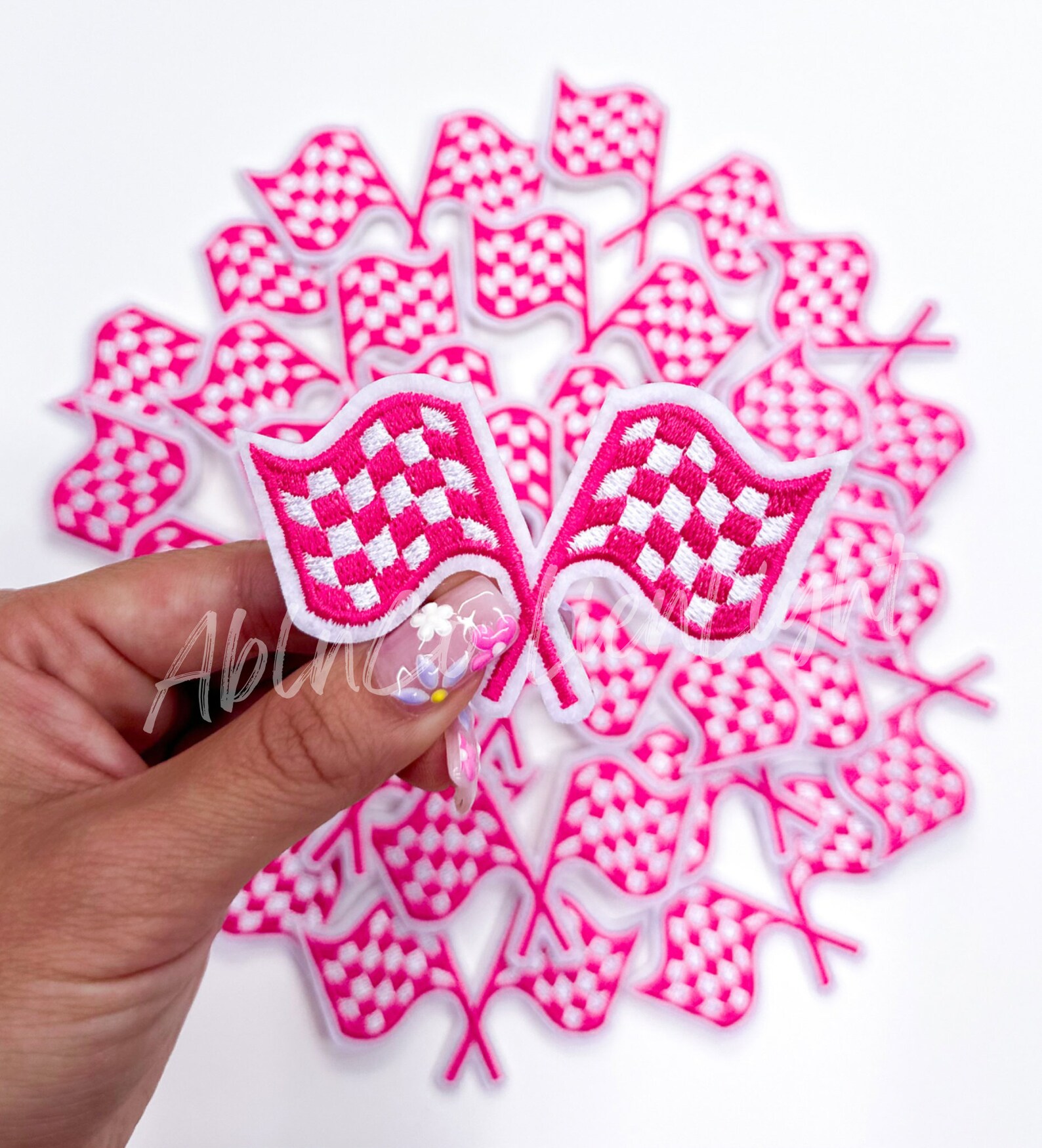 Checkered Flag Patch, Hot Pink Racing Flag Patch, Retro Patch, Motor ...