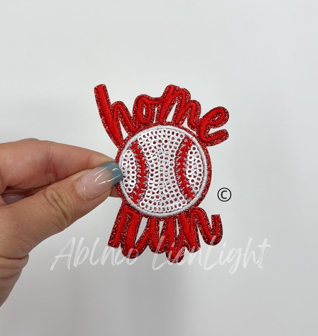 Sequins Baseball Patch, Red Baseball Patch, Home Run Patch, Game Day ...