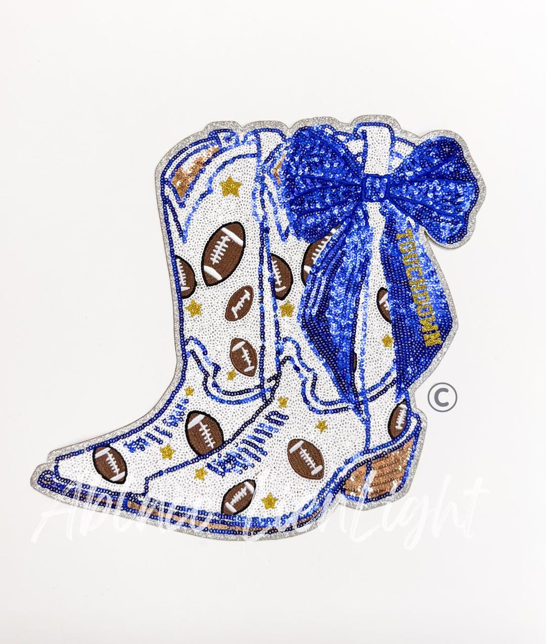 Chenille Football Boot Patch: Royal Blue Bow, Game Day Iron-on - Etsy