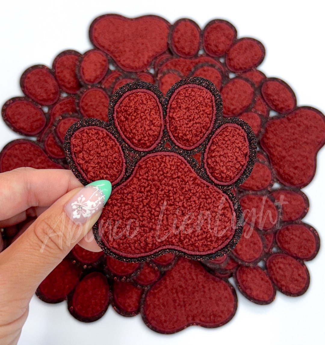 Chenille Maroon Paw Print Patch: Game Day Jacket, Hat Patch (3") - Etsy