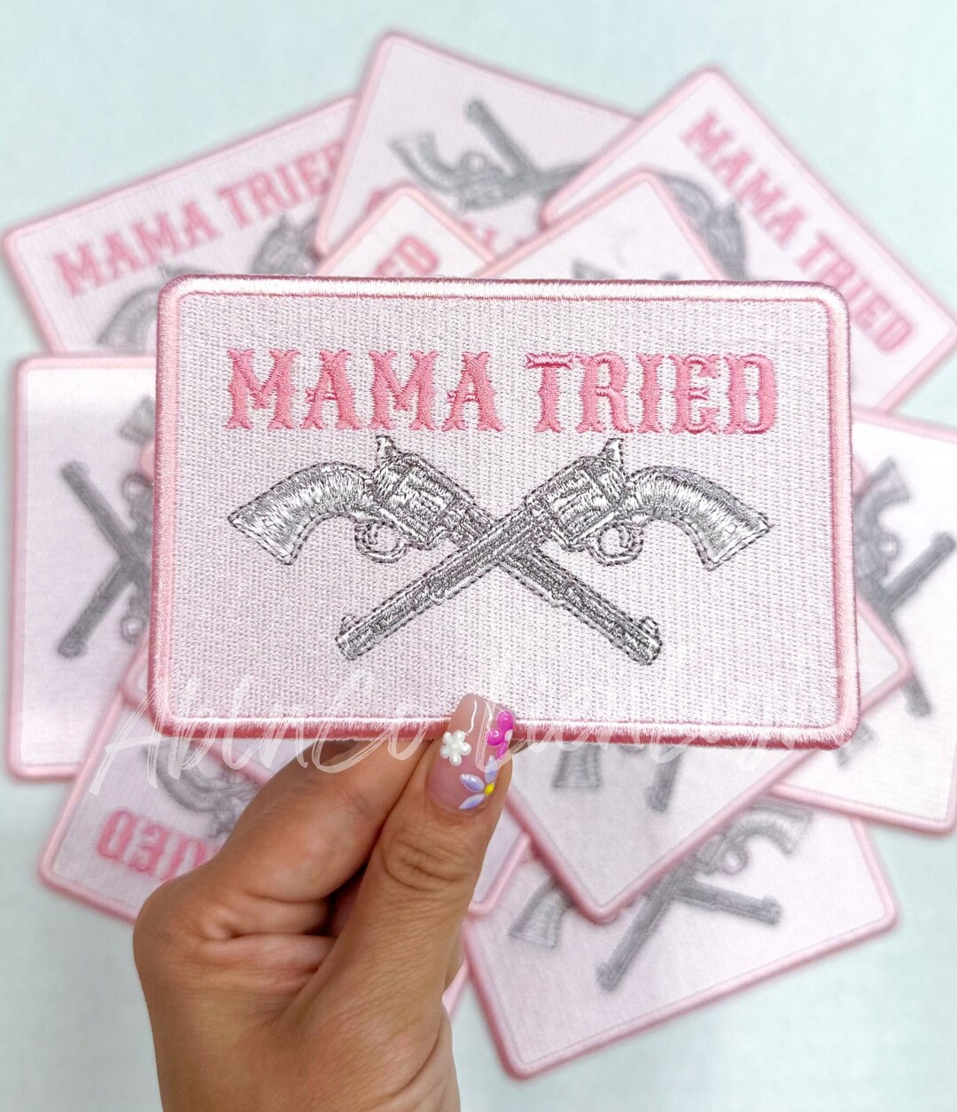 Mama Tried Patch, Trucker Hat Patches, Embroidery Patch, Preppy Pink ...