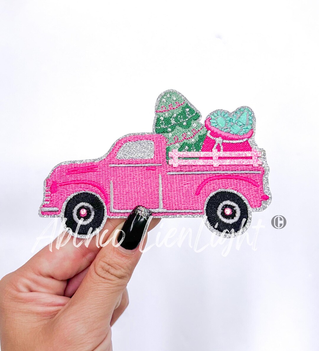 Pink Christmas Truck Patch, Christmas Patches, Holiday Patch, Trucker ...