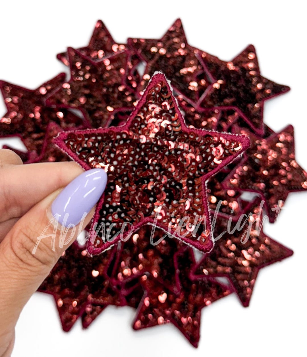 Maroon Sequin Star Patch: Iron on Applique (5") - Etsy