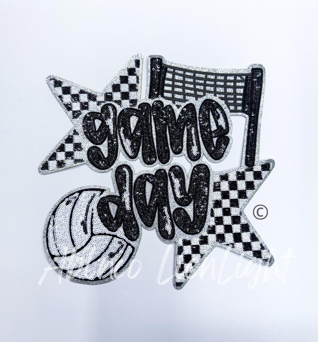 Volleyball Game Day Patch, Volleyball Patch, Sequin Volleyball Patch ...