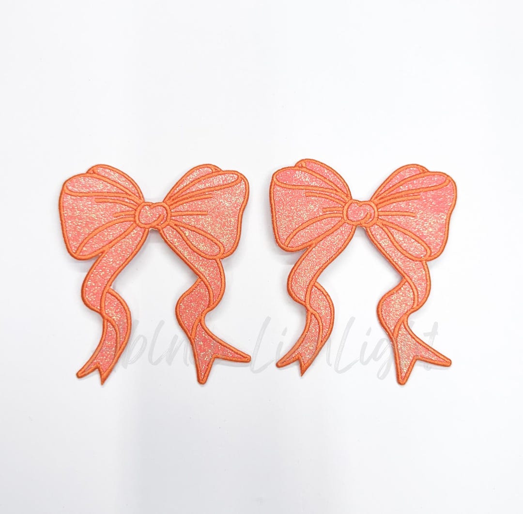 Side Bow Patch, Bow Patch, Orange Bow, Glitter Bow Patch, Bow Appliqué ...
