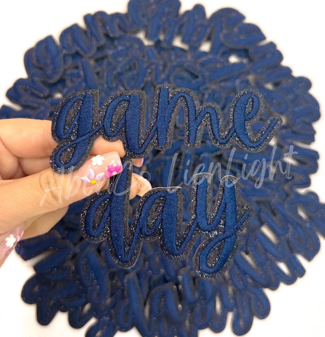 Game Day Navy Cursive Patch: Adhesive Sticker for Stadium Bag - Etsy