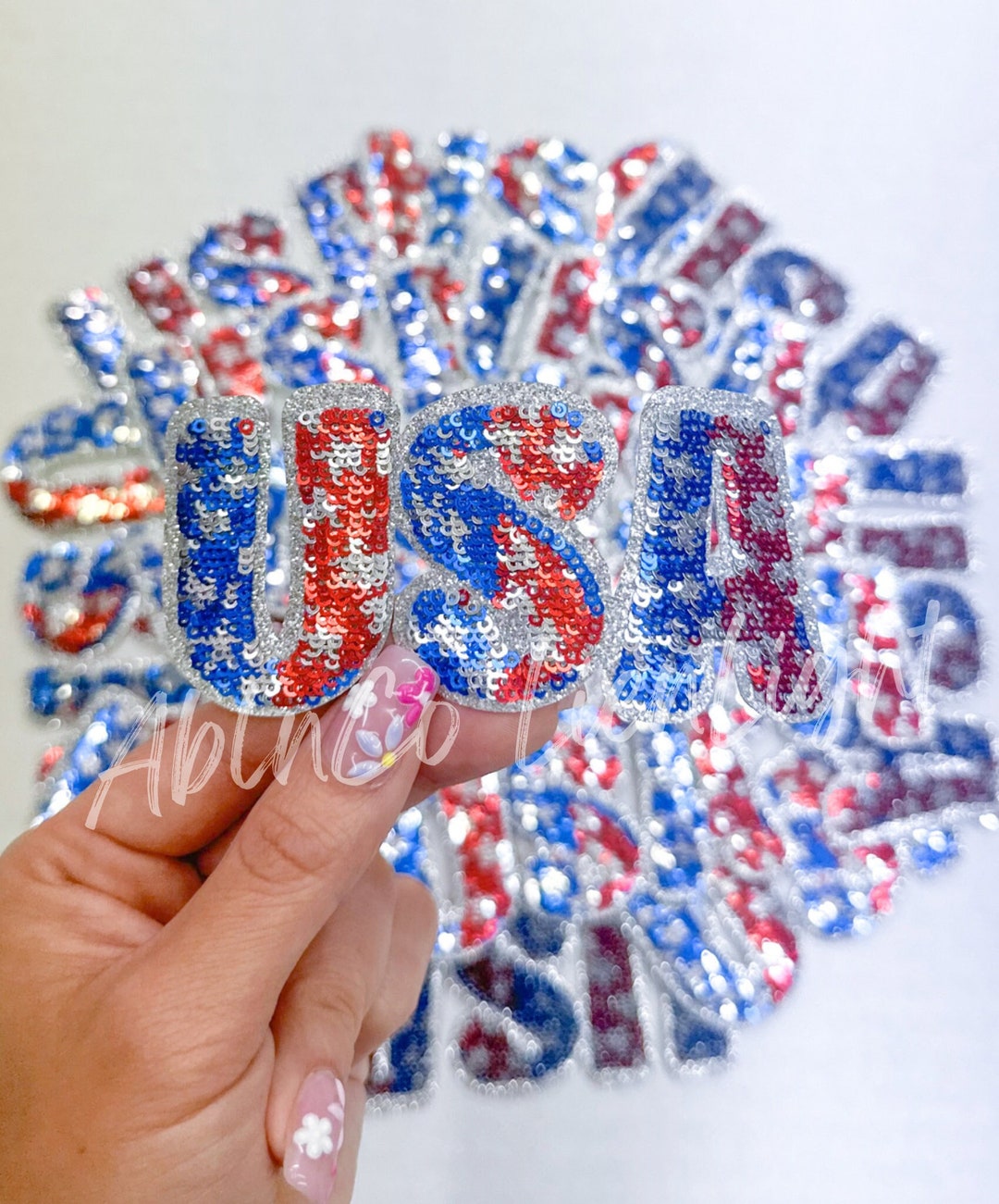 USA Sequins Patch, Trucker Hat Patches, USA Star Glitter Patch, America ...