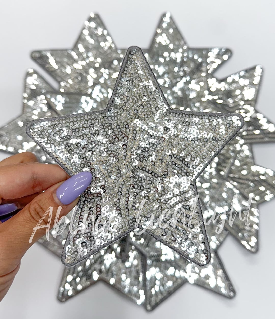 Silver Sequin Star Patch: Iron on Applique, 5" Big Star - Etsy