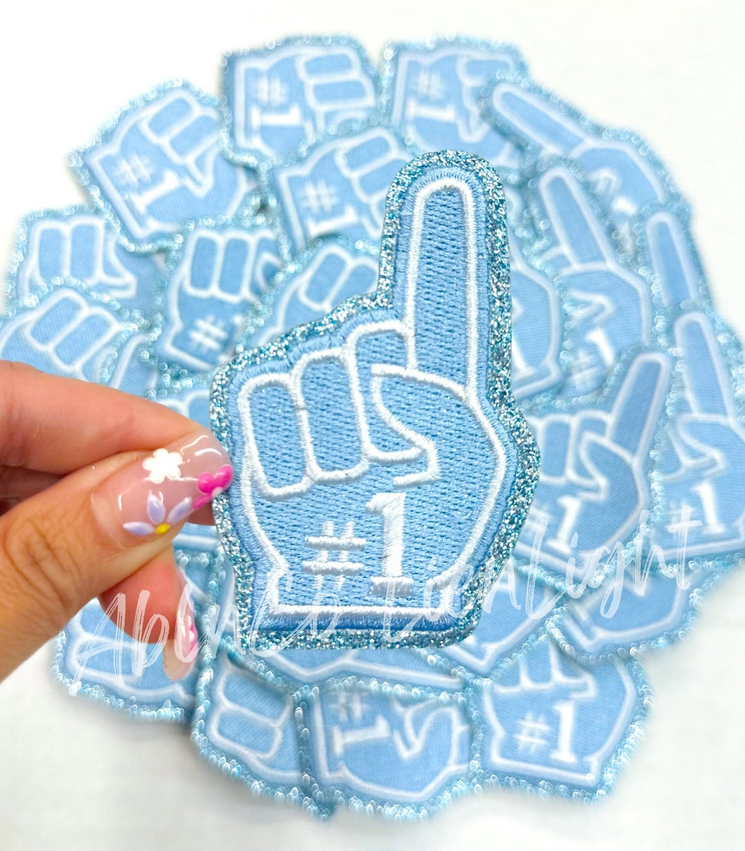 Game Day Patch, Light Blue Foam Finger Patch, Trucker Hat Patches ...