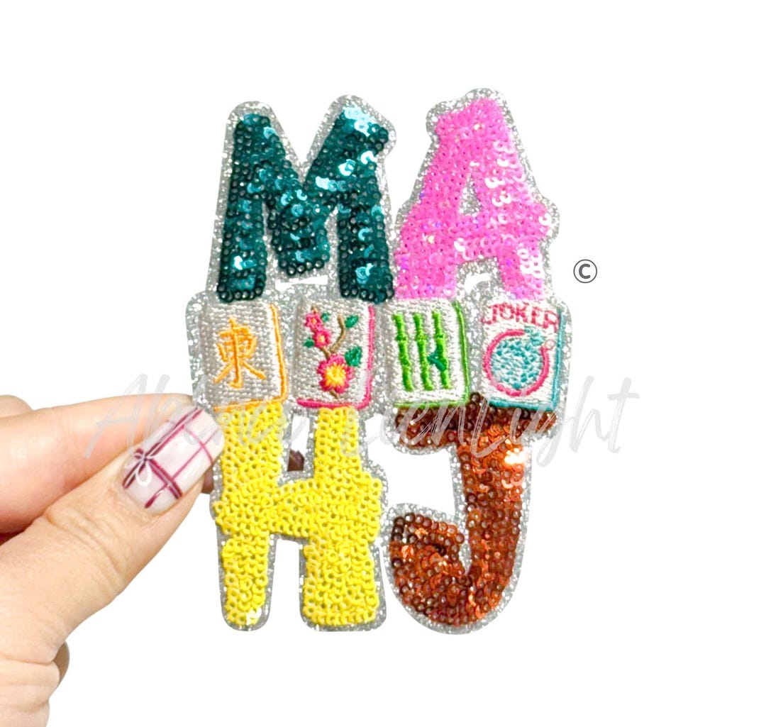 Sequin Mahjong Patch, Iron on Applique, DIY Trucker Hat - Etsy