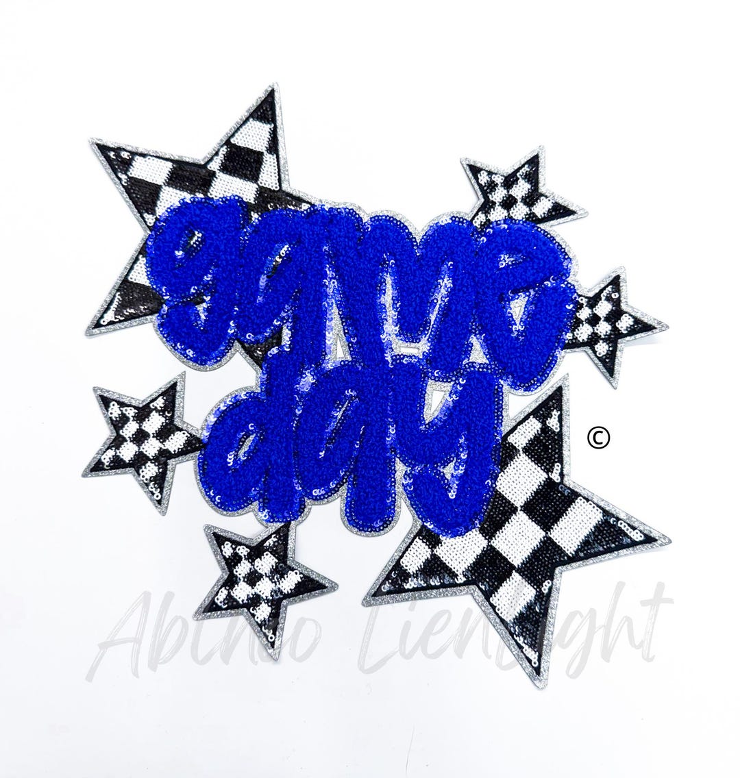 Royal Blue Game Day Patch, Star Patch, Checkered Patch, Sequins Patch, Big Iron on Patch, Sports ...