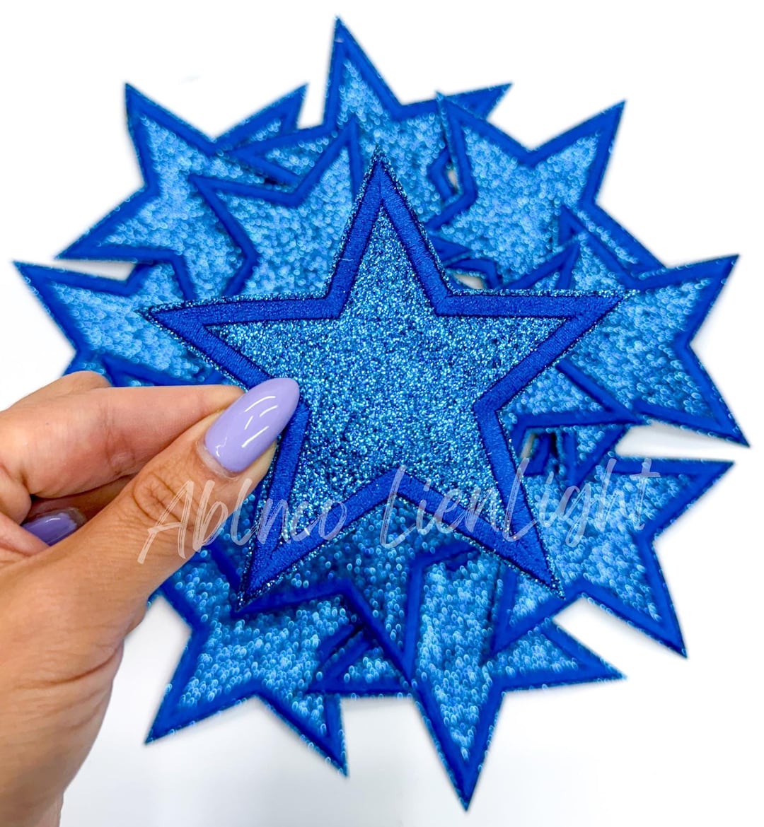 3” Blue Star Patch, Glitter Star Patch, Small Star Patch, Iron on Patch ...