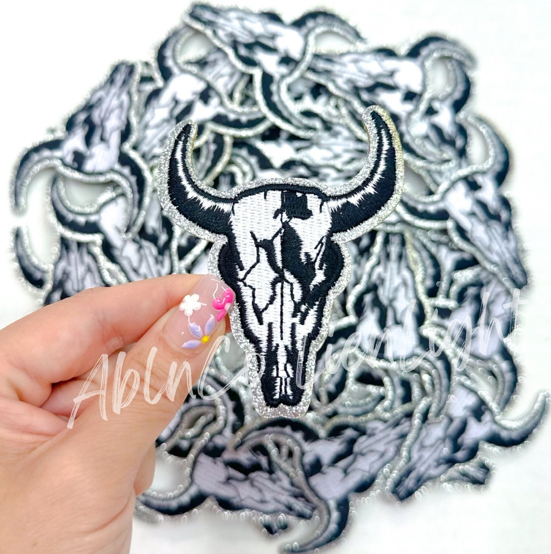 Black Skull Patch, Cow Skull Patch, Bull Skull Patch, Trucker Hat Patches, Rodeo Patch, Cowgirl ...