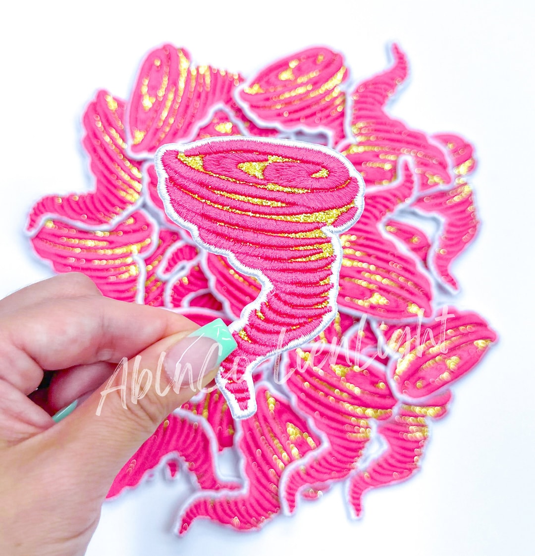 Pink Twister Patch: Chenille & Sequin Iron-on Applique - Etsy