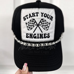 Mama Patch, Racetrack Patch, Trucker Hat Patches, Checkered Flag Patch, Racing Patch, Retro ...