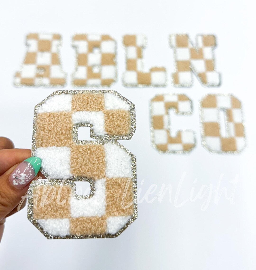 Checkered Chenille Letter Patch: Varsity Iron-on Applique - Etsy