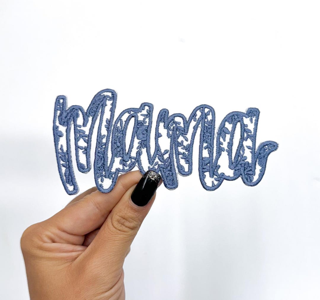 Mama Patch, Mama Floral Patch, Trucker Hat Patches, Mom Patch, Blue ...